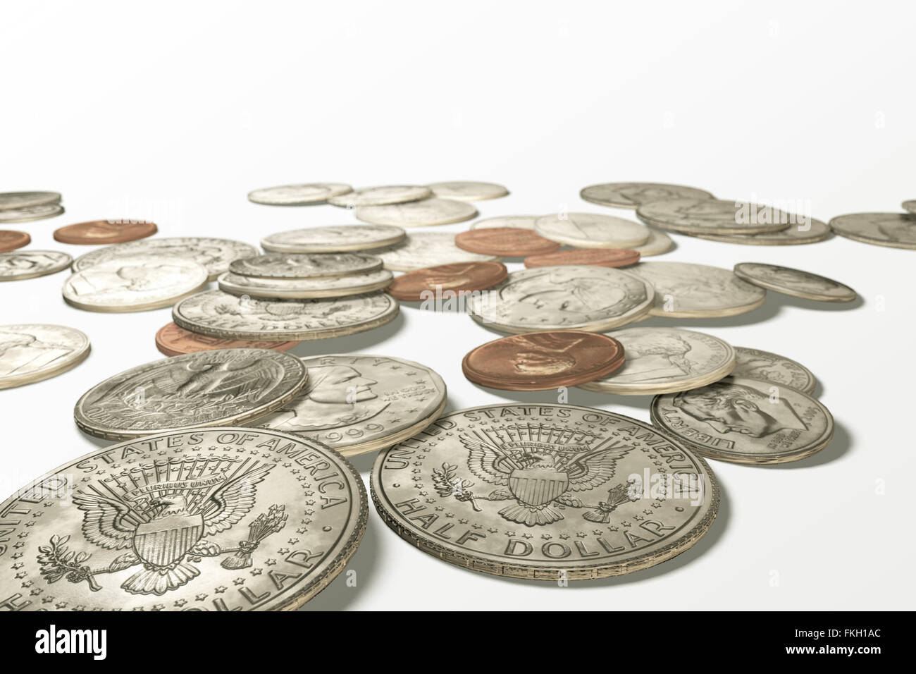 American coins isolated on white background Stock Photo - Alamy
