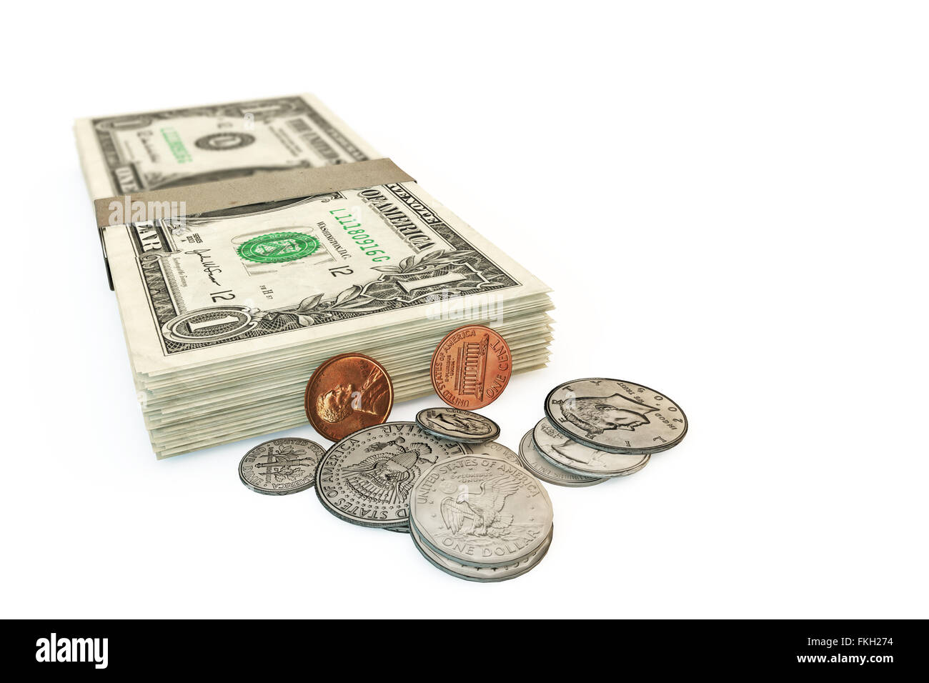 dollar stack isolated on white background Stock Photo - Alamy