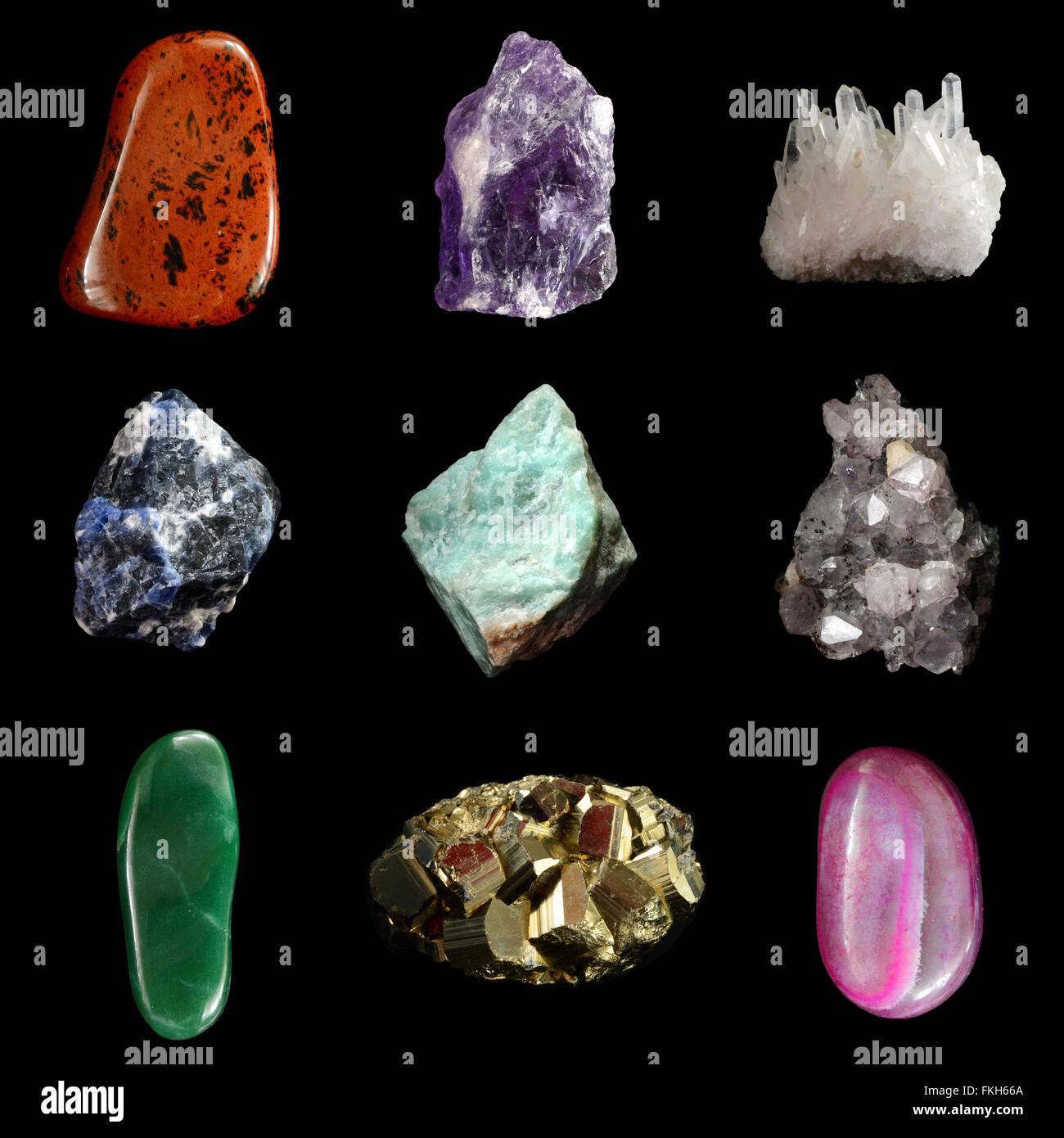 Set of various mineral rocks and stones, Mahogany Obsidian, Raw ...