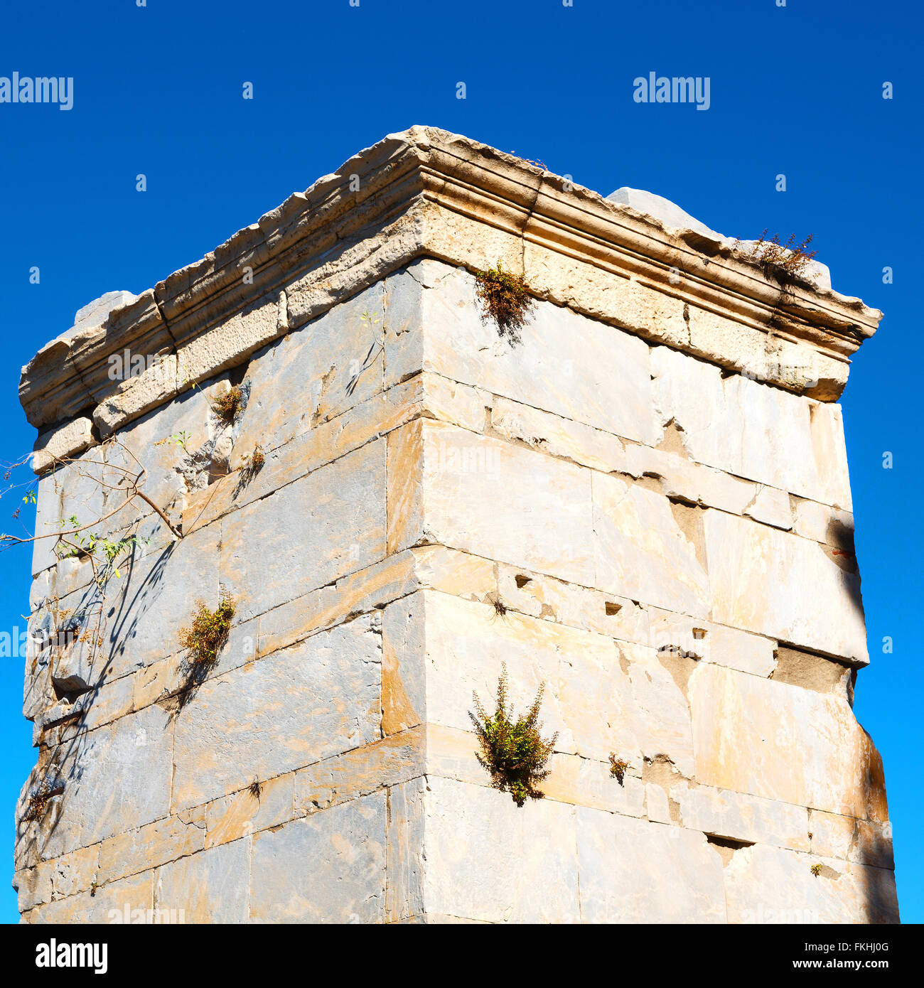 in europe athens acropolis and sky old towert and marble brick Stock ...