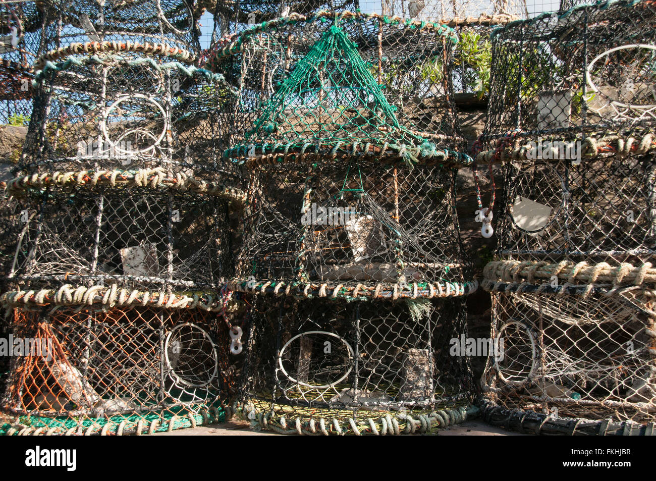 Close up of fishing pots Brixham Harbour, Devon Stock Photo - Alamy