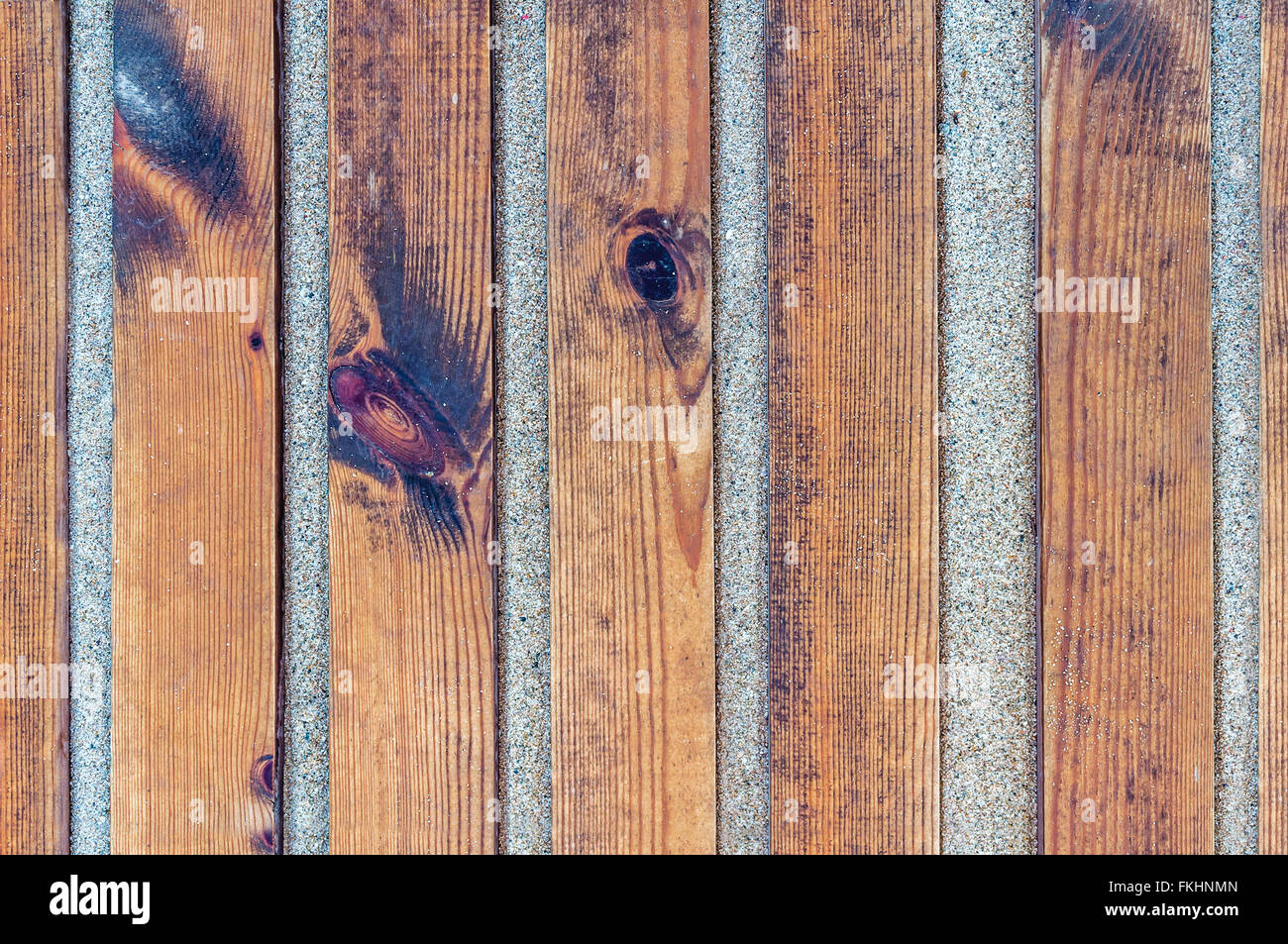 Wooden beach path texture with some sand Stock Photo - Alamy