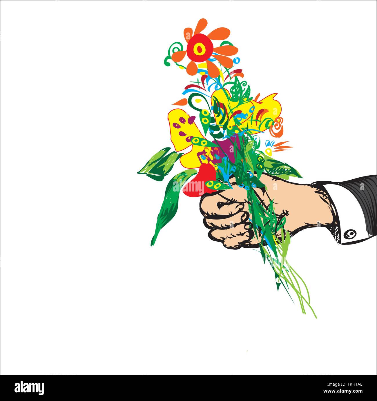 Romantic male bouquet flowers Stock Vector Images - Alamy