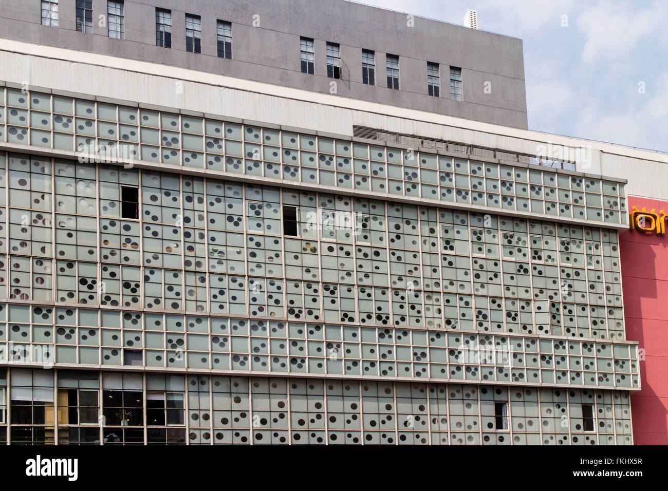 Shanghai, Shanghai, CHN. 7th Mar, 2016. A building covered with bullet ...