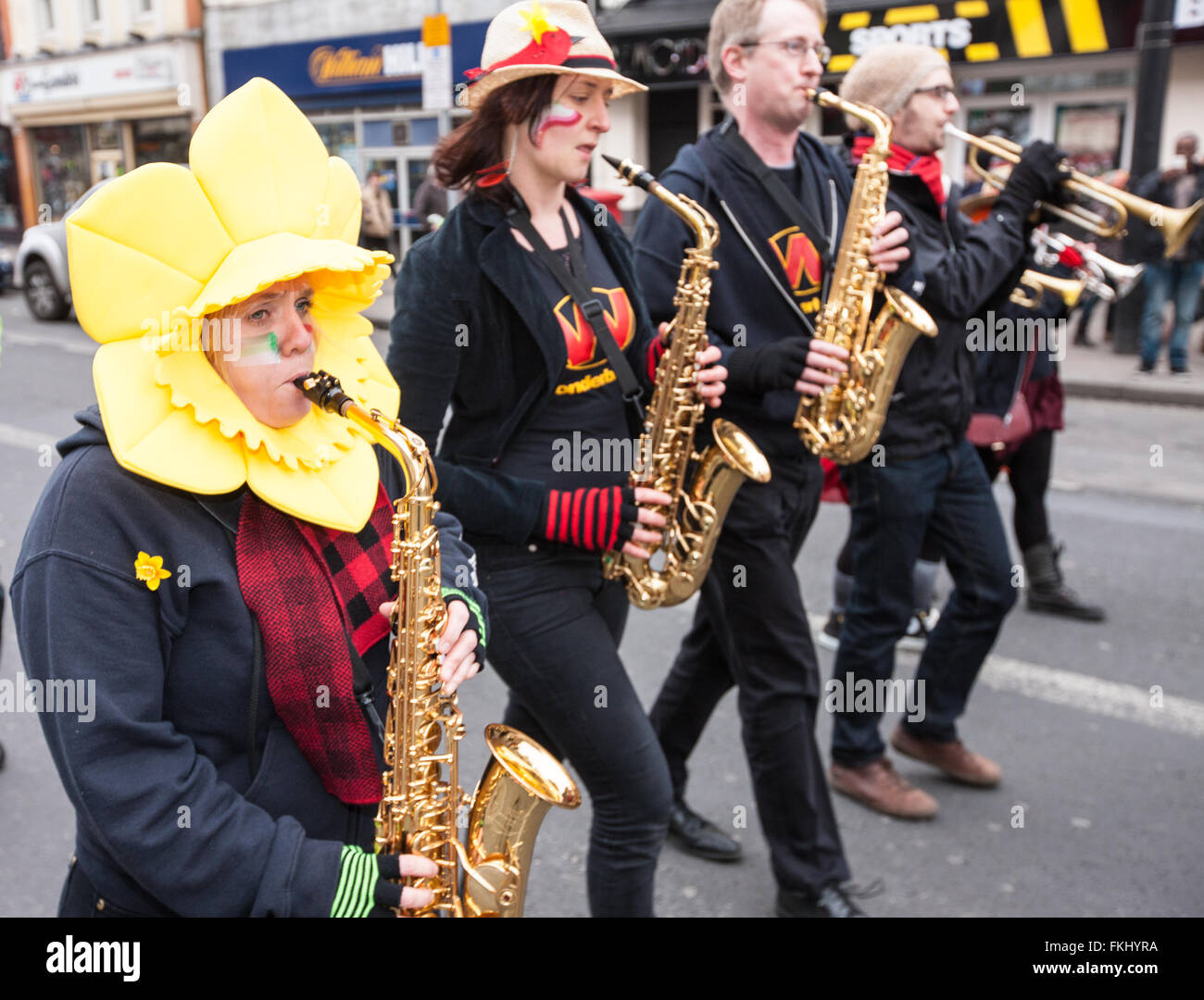 Daffodil,hat,wearing,Marching band and daffodil costume at St David's ...