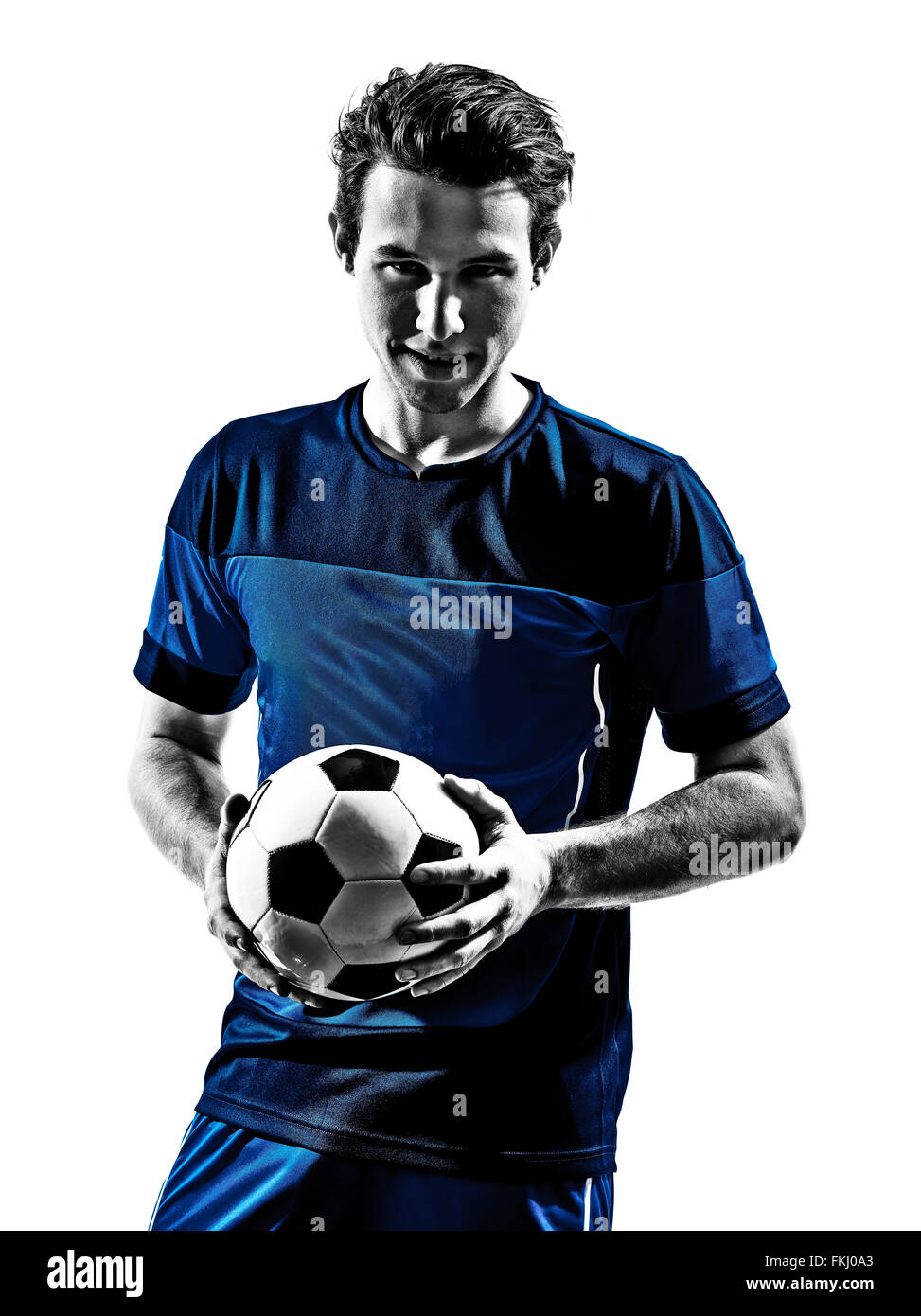 One Italian Soccer Player Man Portraits Football In Silhouette White ...