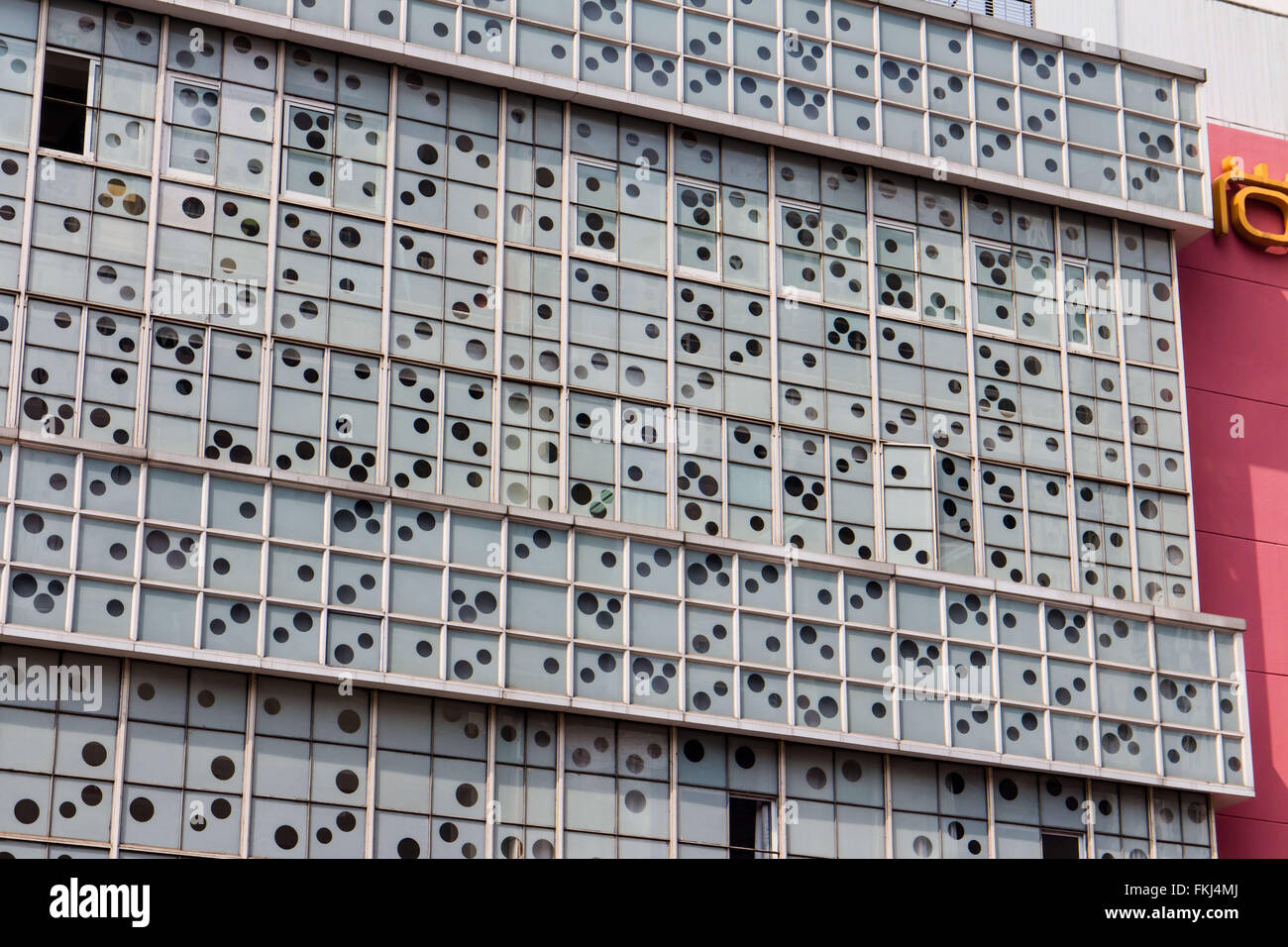 Shanghai, Shanghai, CHN. 7th Mar, 2016. A building covered with bullet ...