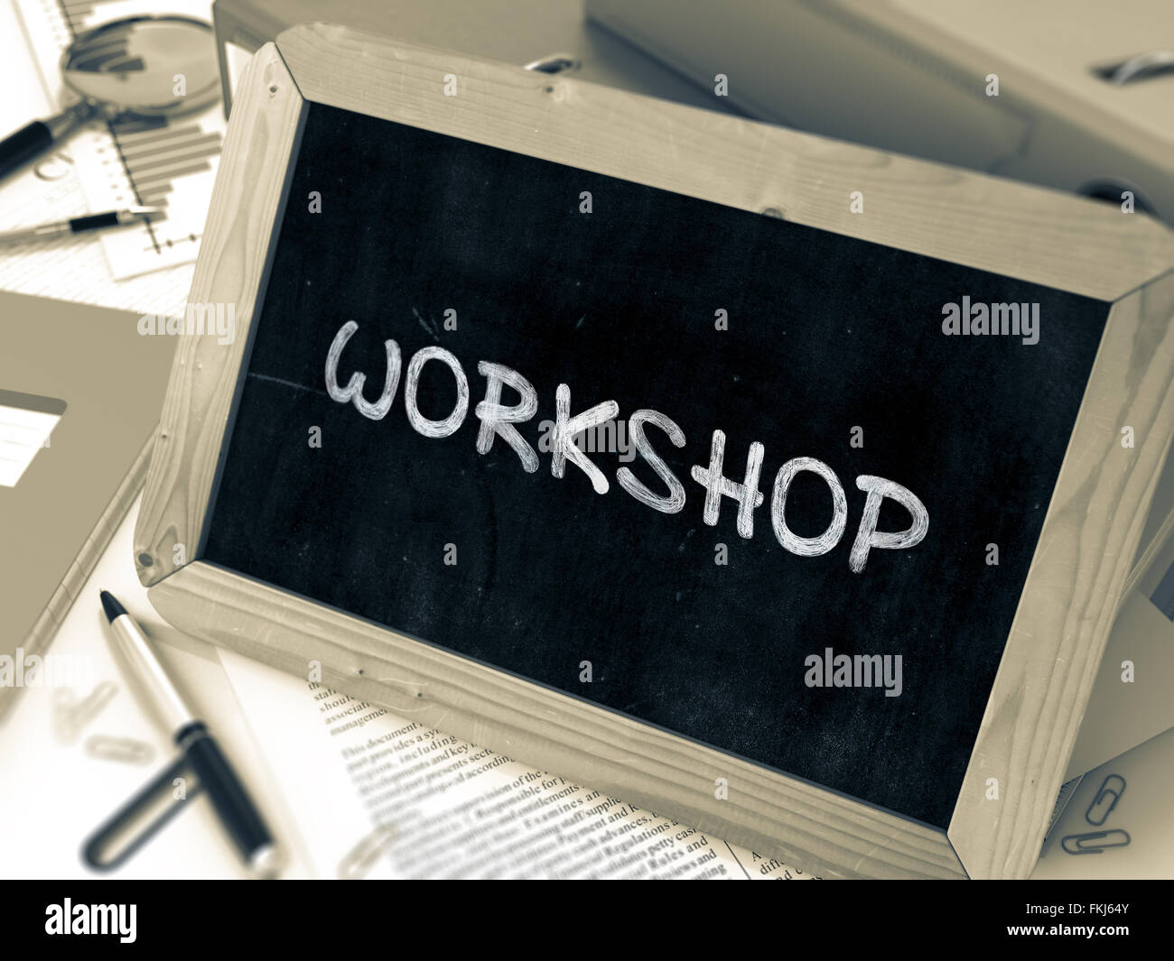 Handwritten Workshop on a Chalkboard Stock Photo - Alamy