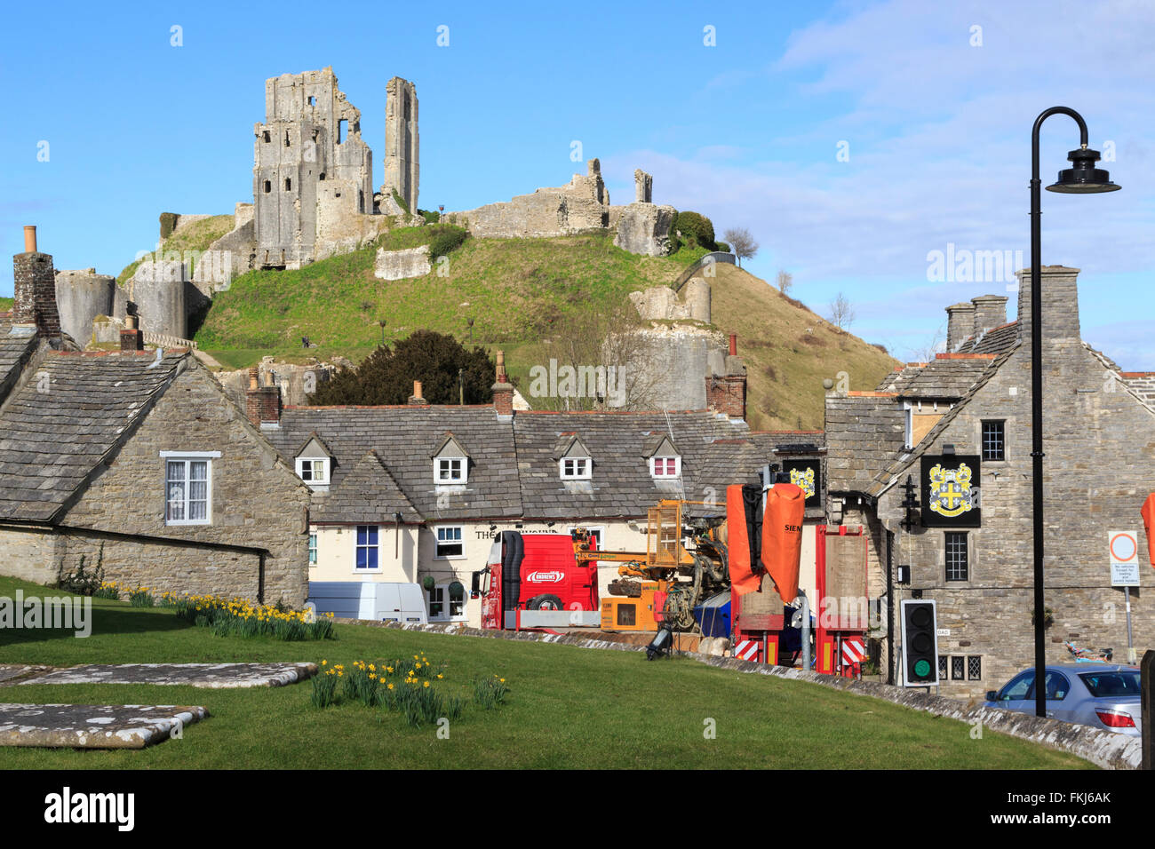 corfe castle village, dorset, england Stock Photo - Alamy