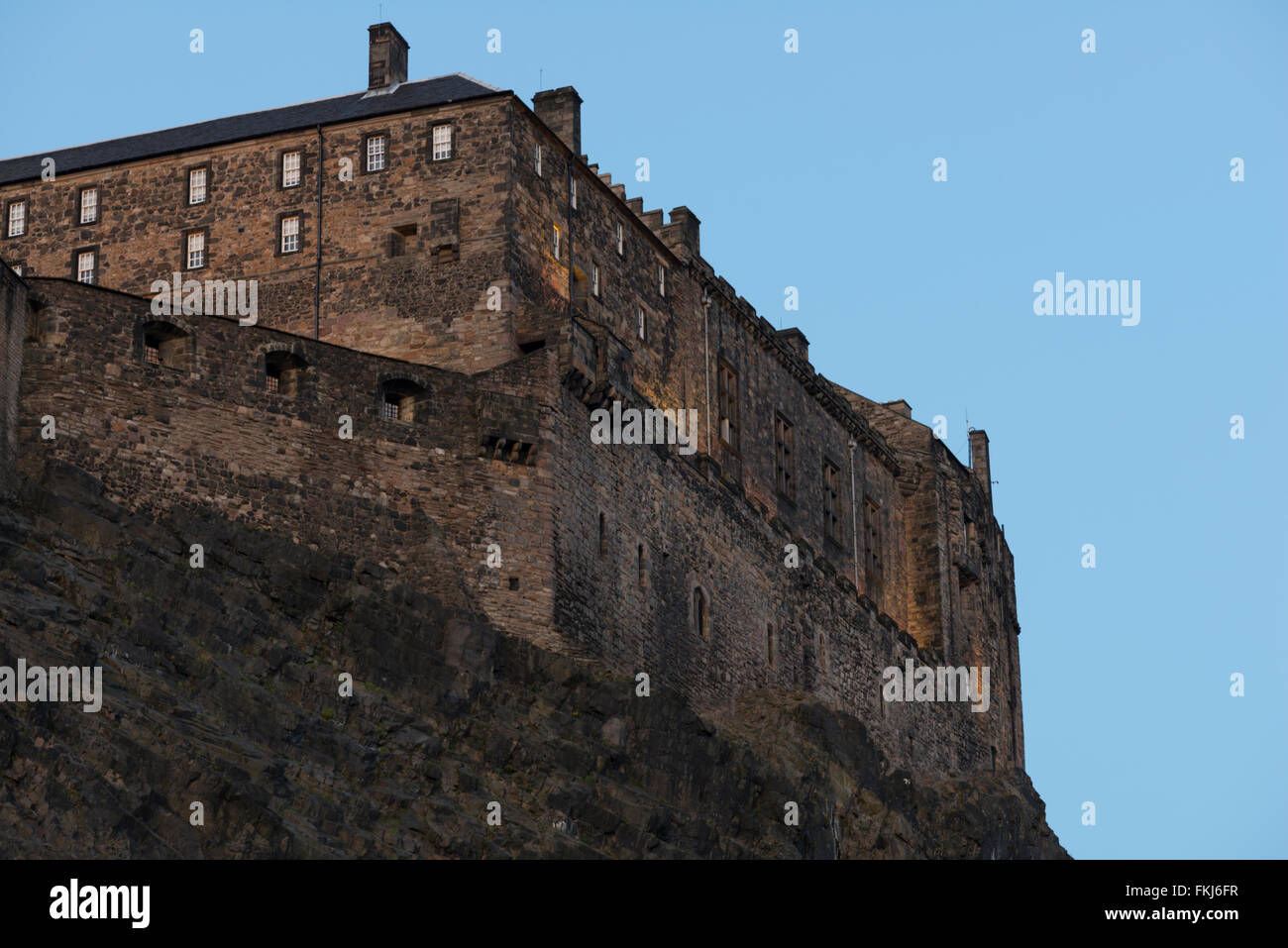 Edinburgh Castle, Castle Rock at dusk, Edinburgh,Scotland Stock Photo ...