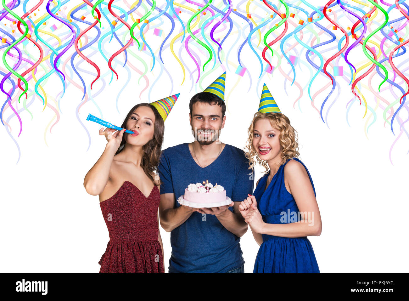 People with cake celebrate happy birthday Stock Photo - Alamy