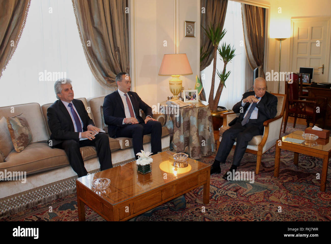 Cairo, Egypt. 9th Mar, 2016. Secretary-General of the Arab League ...