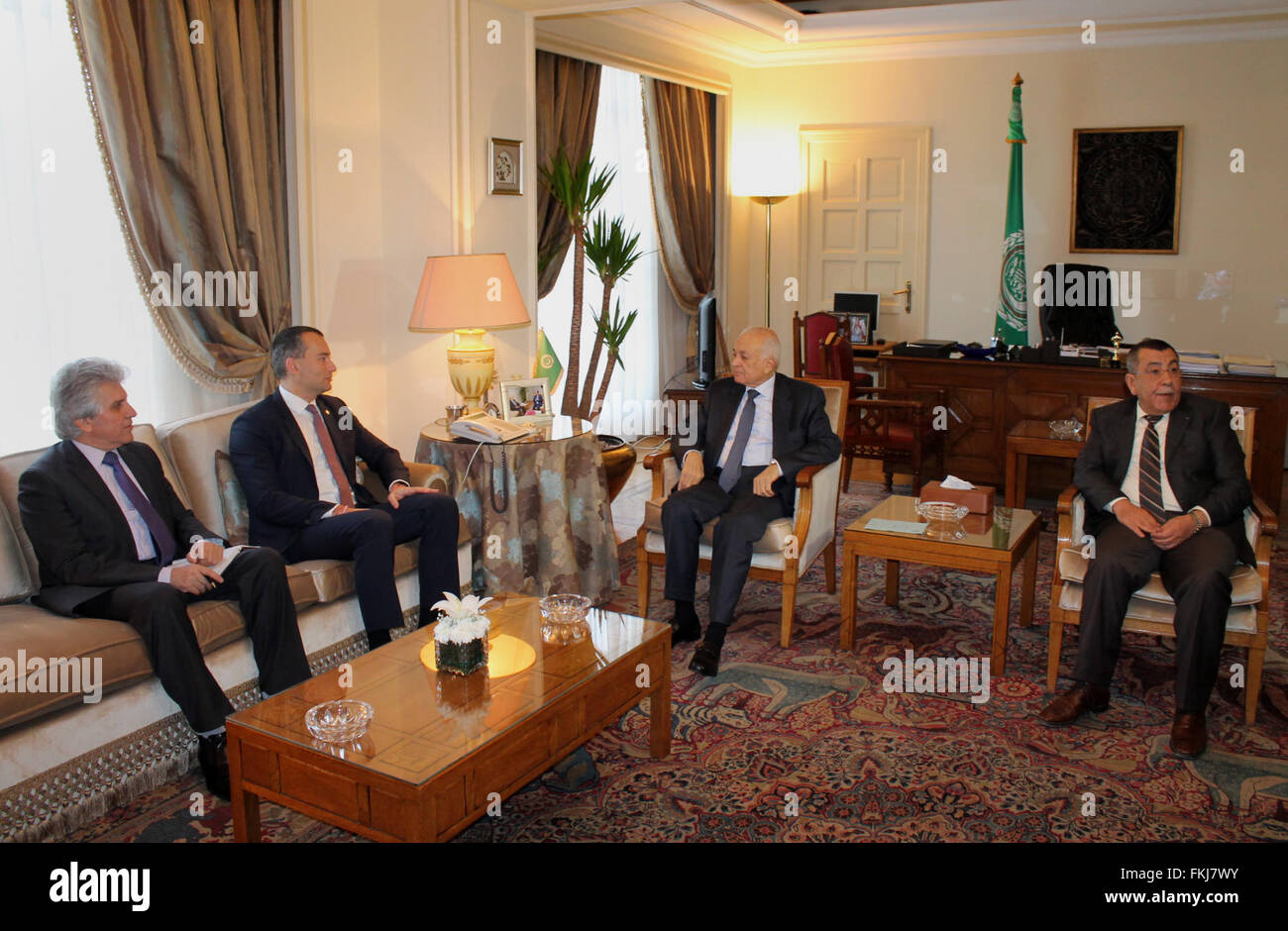 Cairo, Egypt. 9th Mar, 2016. Secretary-General of the Arab League ...