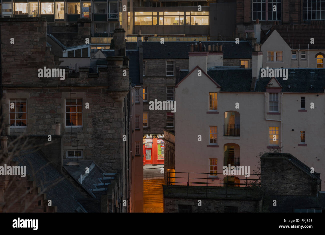 Back Courts of the Old Town, Edinburgh at dusk Stock Photo - Alamy