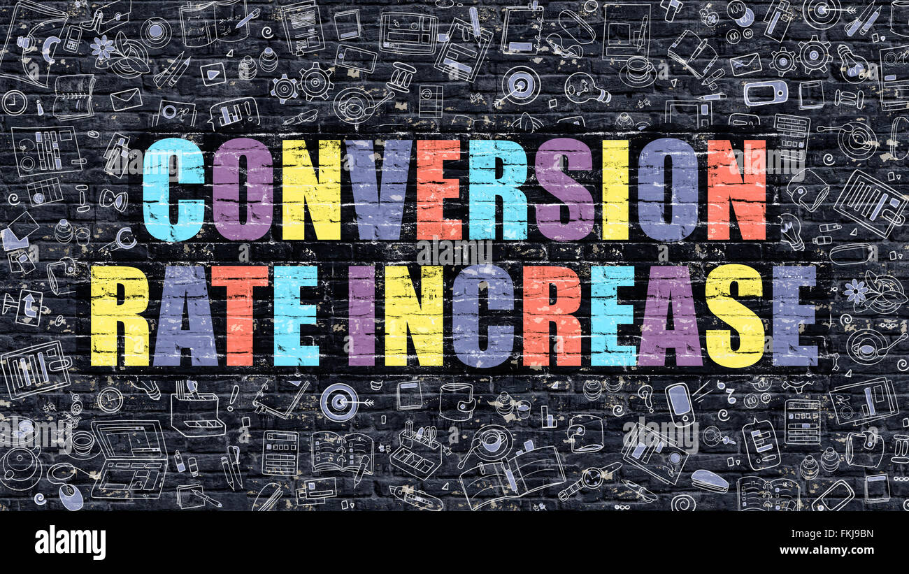 Conversion Rate Increase Concept with Doodle Design Icons Stock Photo ...