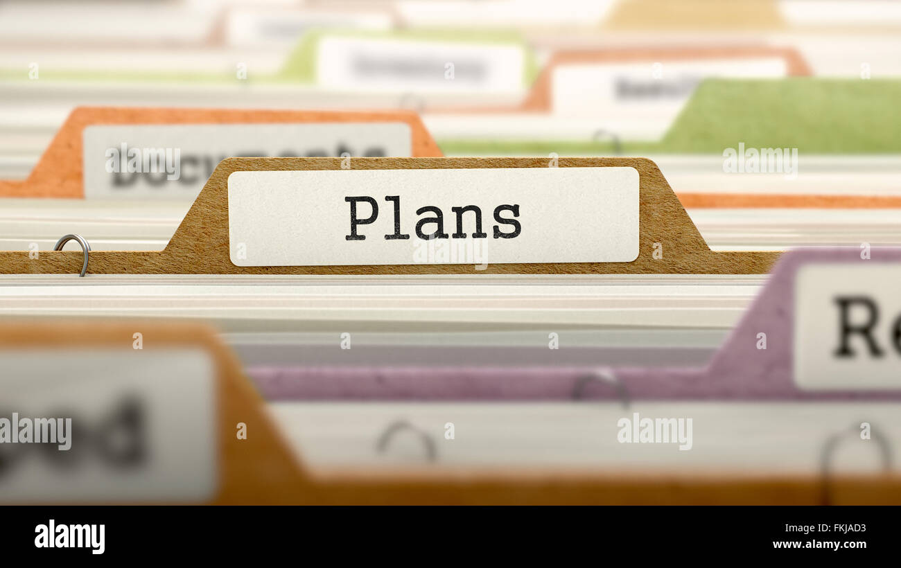 Plans Concept on File Label Stock Photo - Alamy