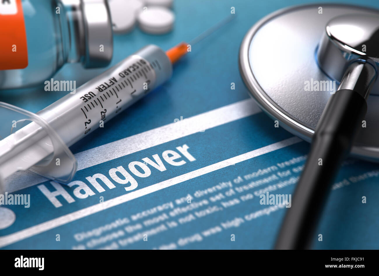 Hangover. Medical Concept on Blue Background Stock Photo - Alamy