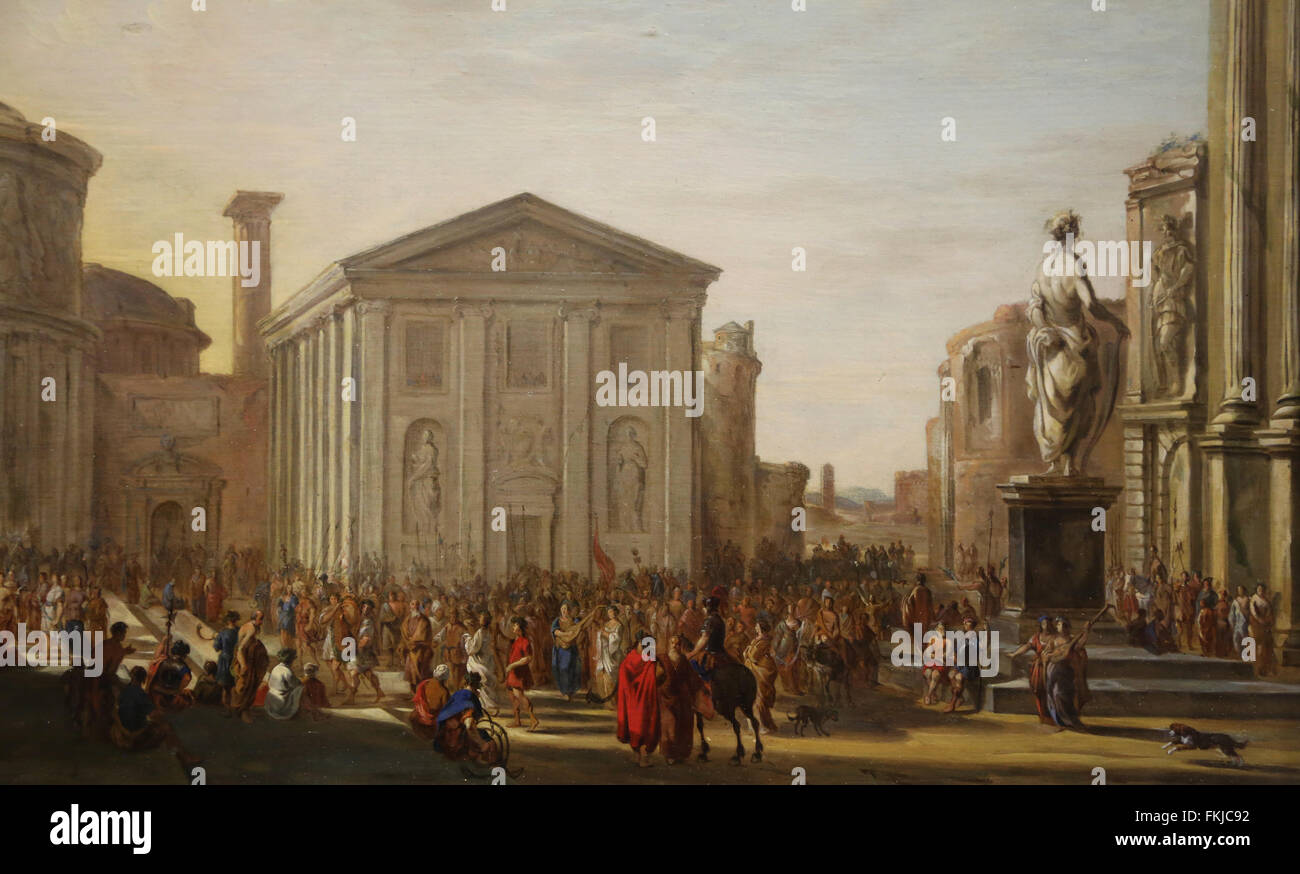 Jacob van der Ulft (1621-1689). Preparations for a triumph in an ancient city, formerly called ...