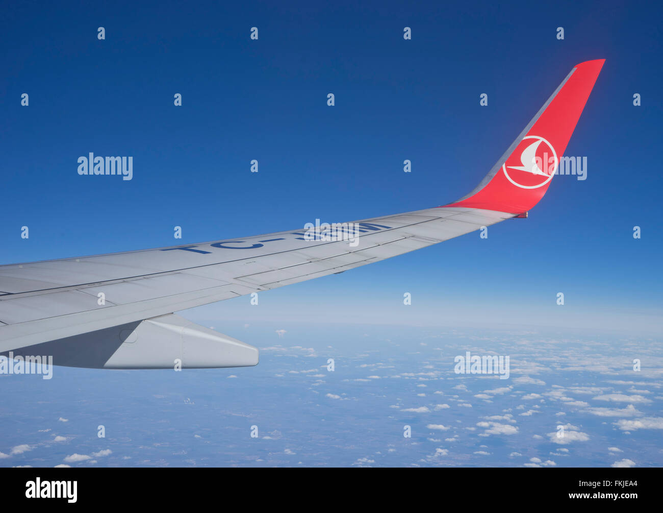 Turkish Airlines airplane flying over Europe Stock Photo - Alamy