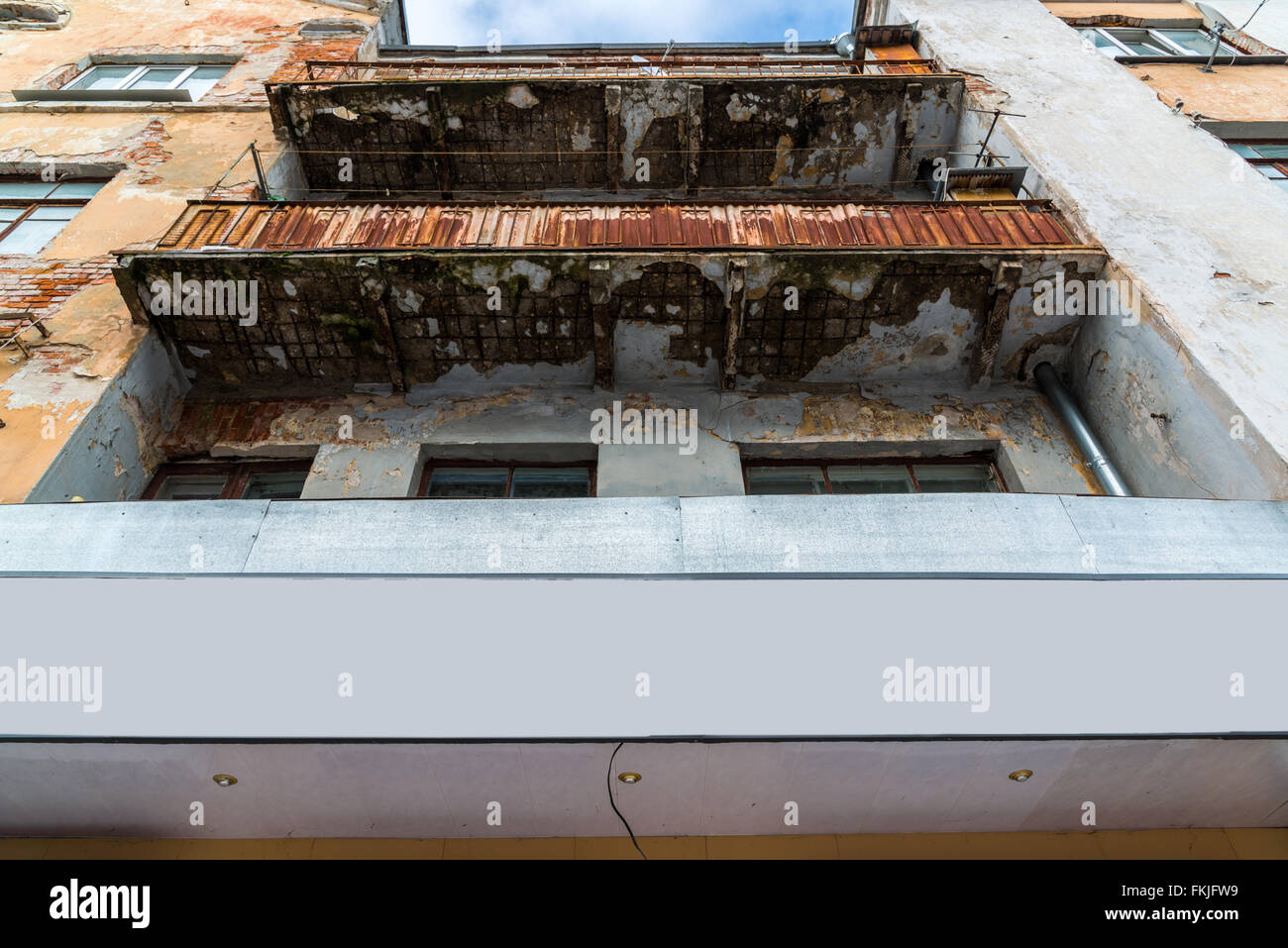 emergency balcony on the facade of block flats Stock Photo - Alamy