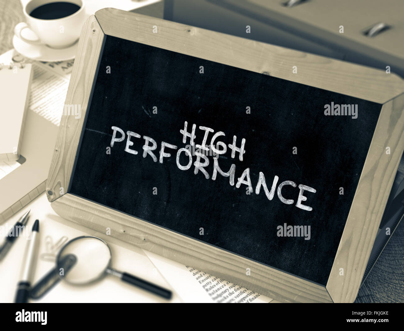 High Performance Handwritten on Chalkboard Stock Photo - Alamy