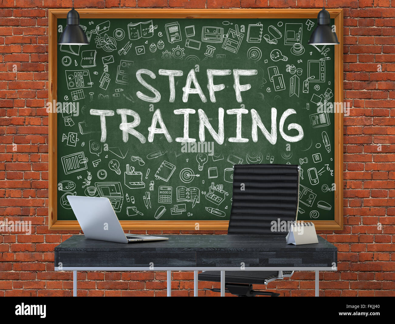 Staff Training - Hand Drawn on Green Chalkboard Stock Photo - Alamy