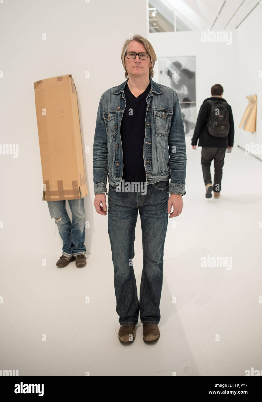 Artist Thorsten Brinkmann poses in front of his piece 'Brinkmann' (L ...