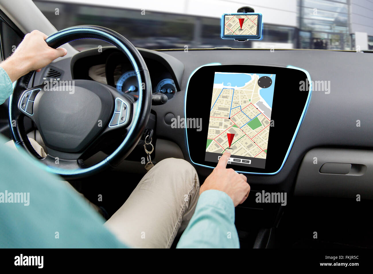 Man driving car using navigator hi-res stock photography and images - Alamy