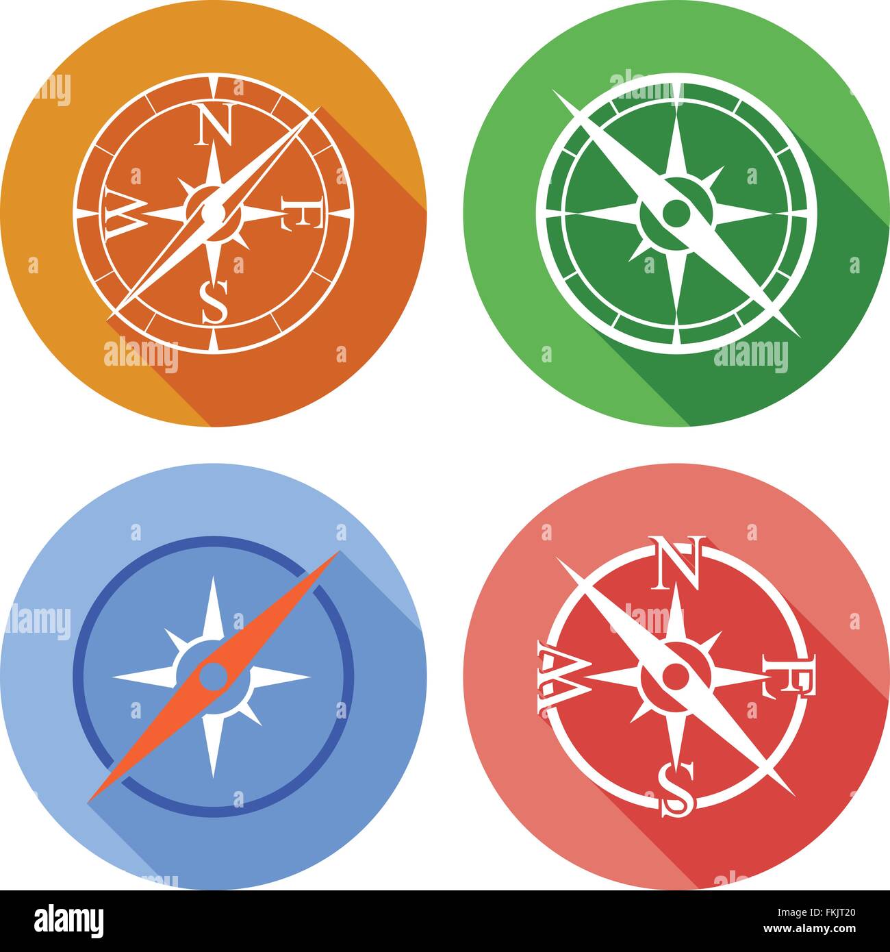 Vector icons depicting four different compasses Stock Vector Image ...