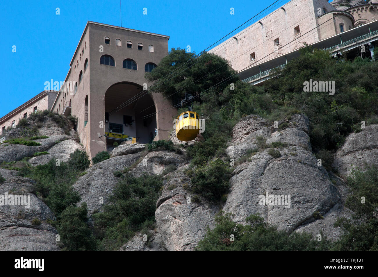 cable car arriving at montserrat aeri station Stock Photo - Alamy