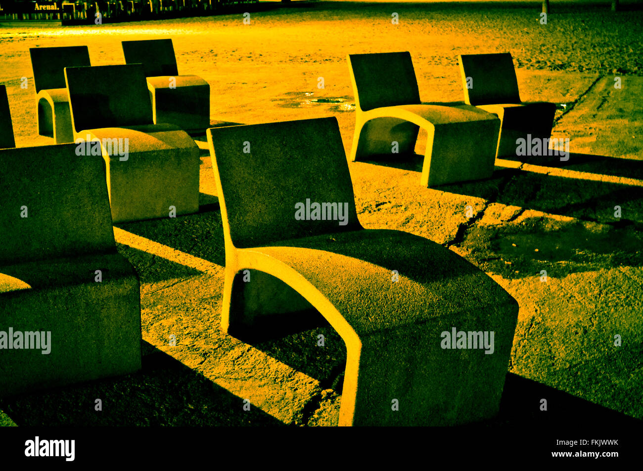 Chairs at night Stock Photo - Alamy