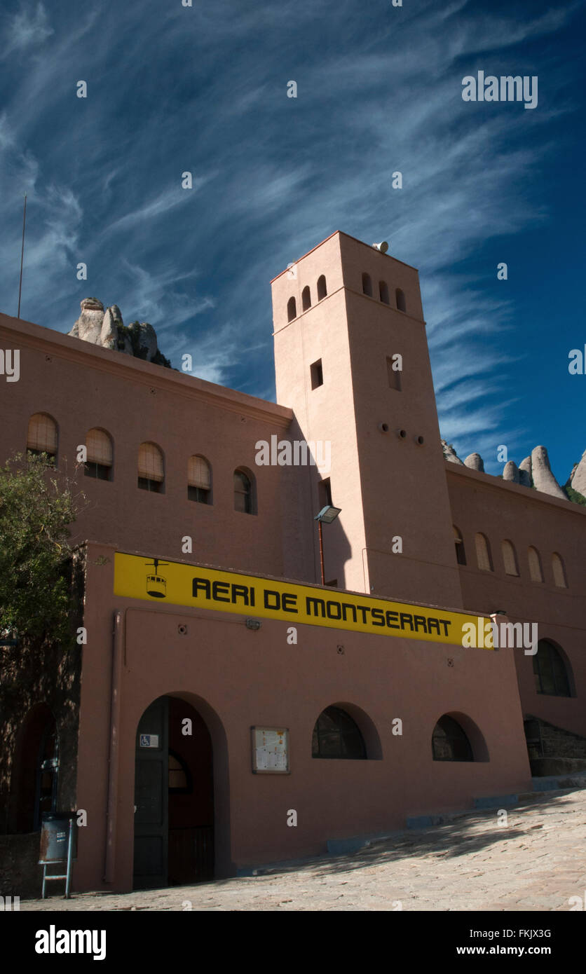 cable car station aeri de montserrat in sun and shade Stock Photo - Alamy