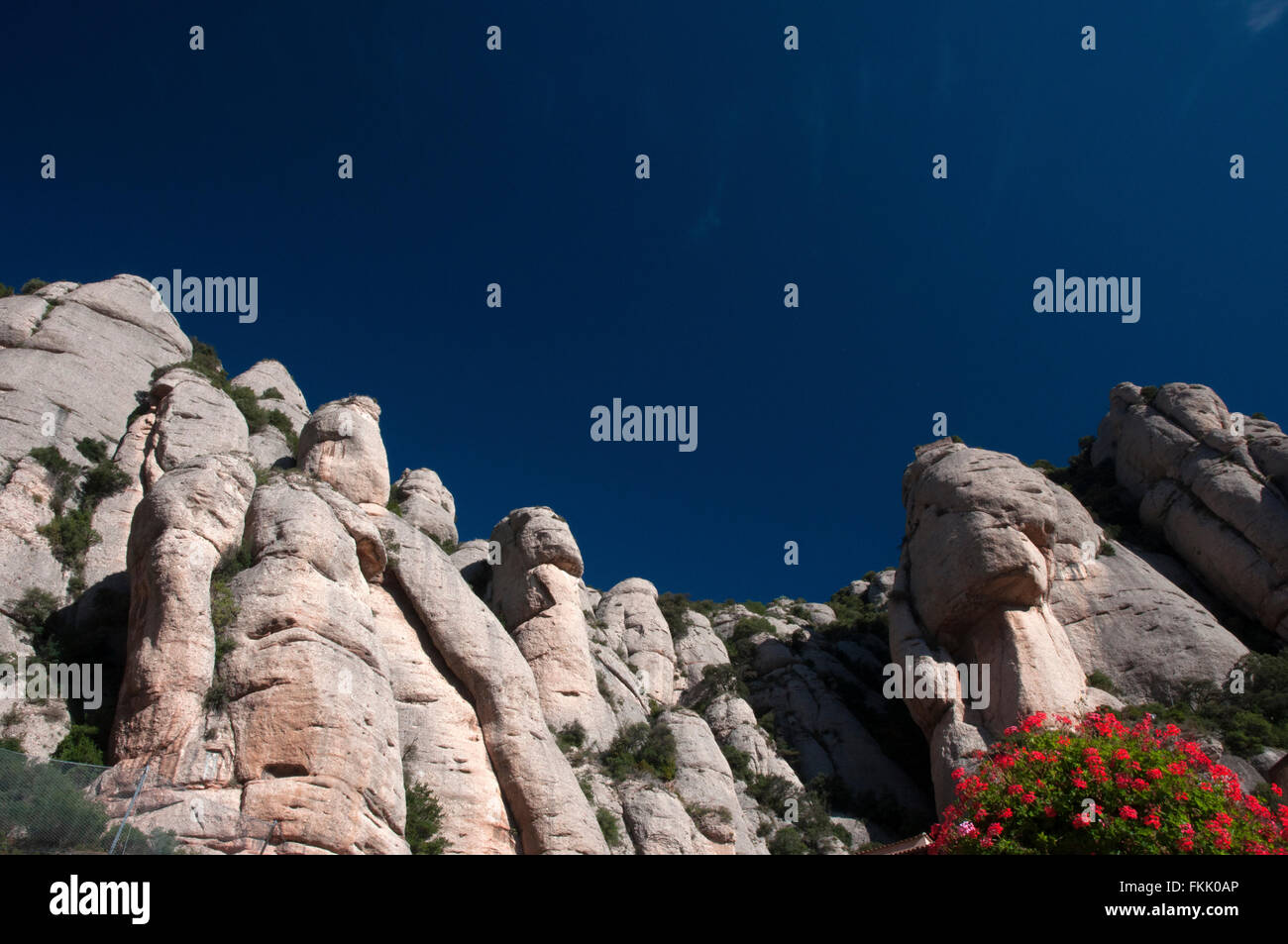 mountain pinnacles at montserrat above the monastery set against a ...