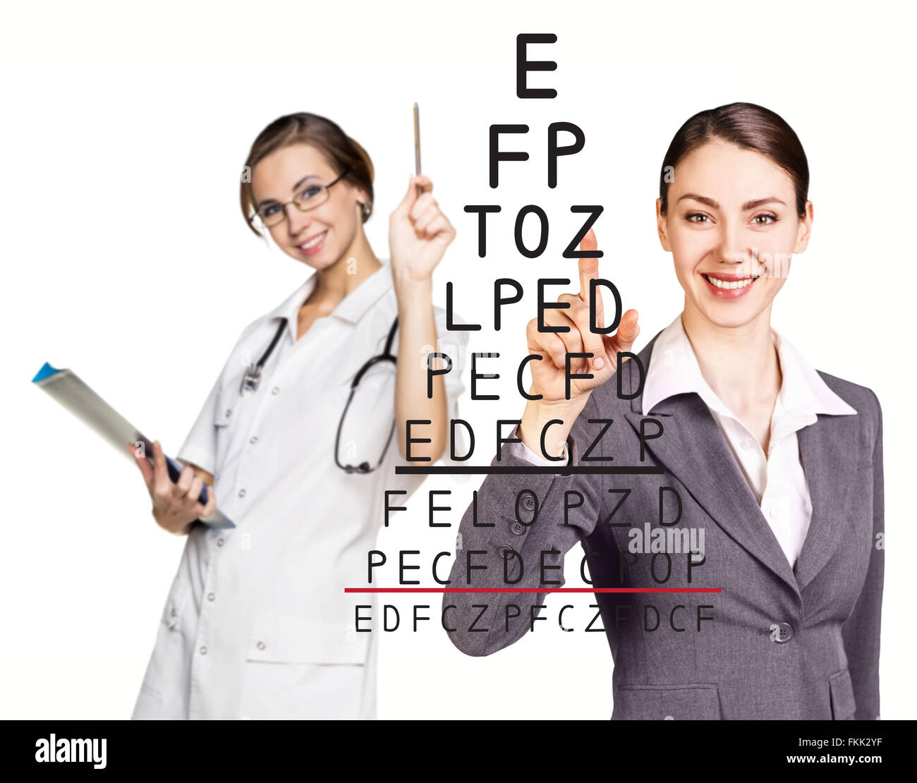 Doctor recording the results an eyesight test Stock Photo - Alamy