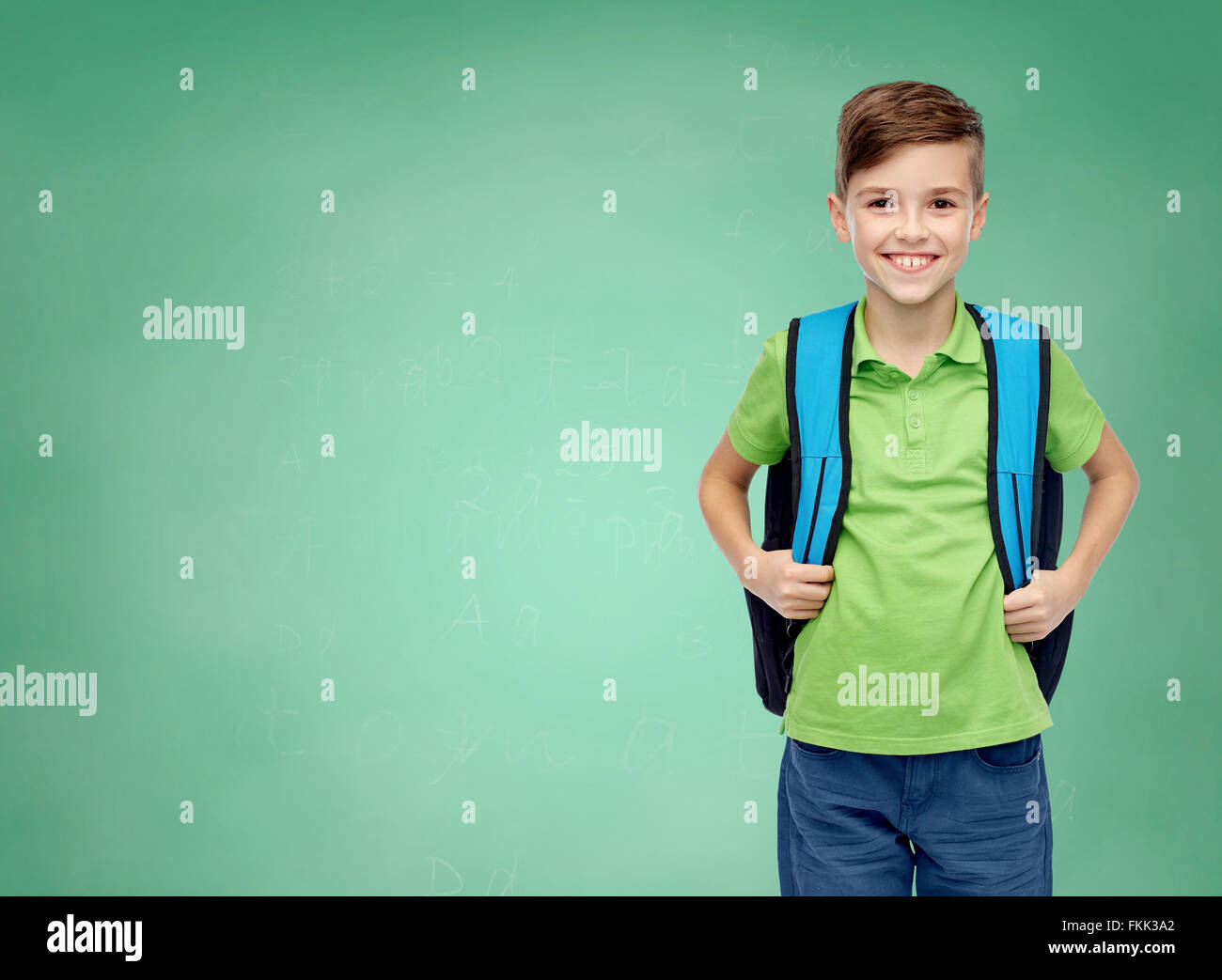 happy student boy with school bag Stock Photo - Alamy