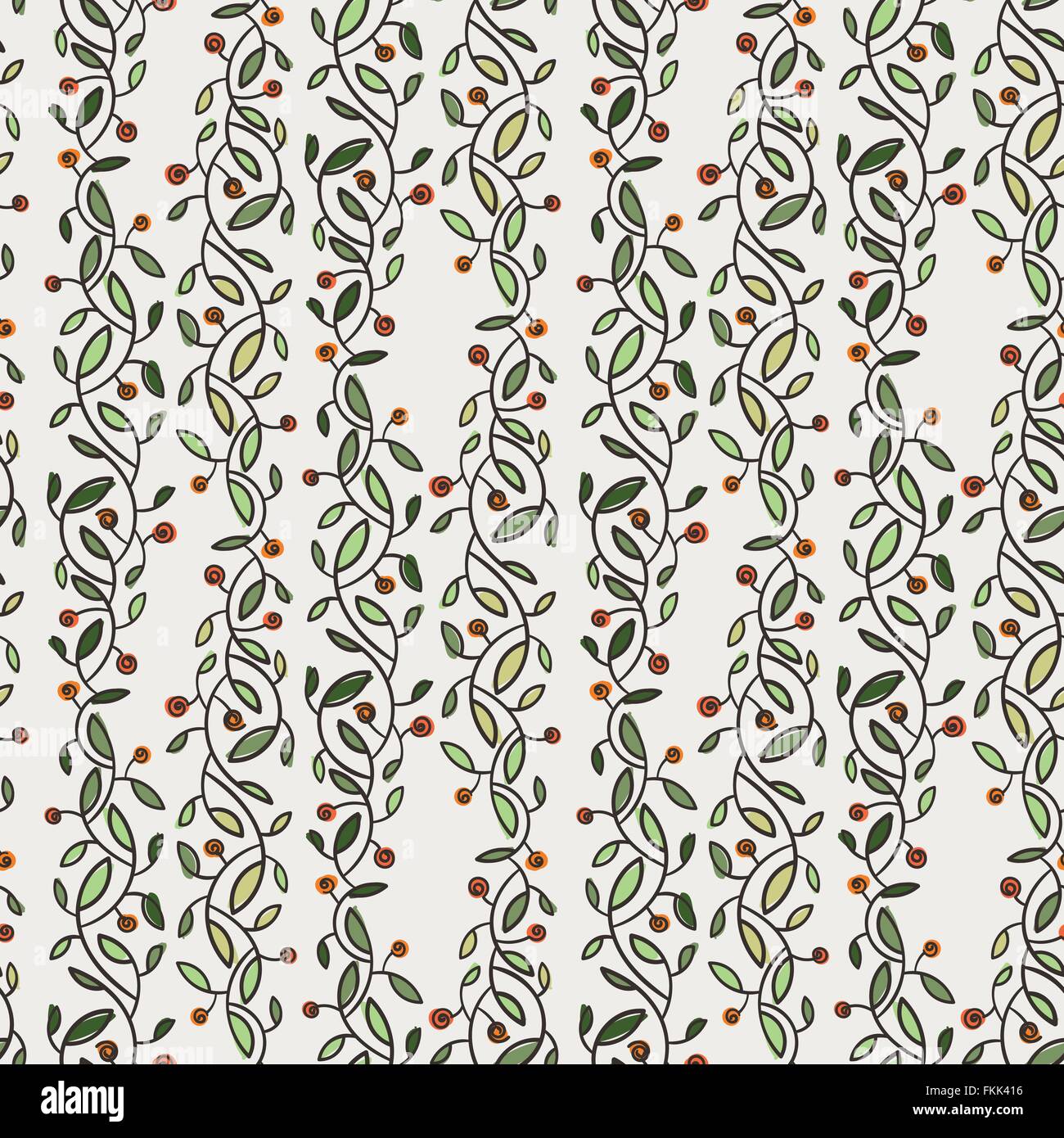 Seamless vector floral pattern of curved spring vine Stock Vector Image ...