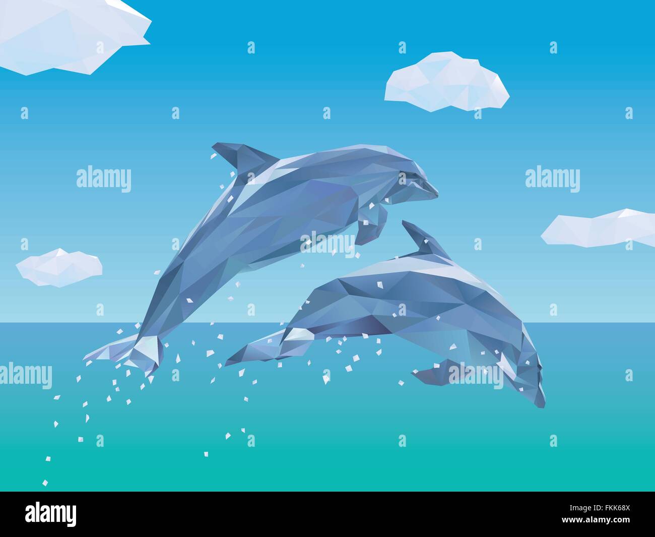 Dolphins Jumping In The Air Drawing