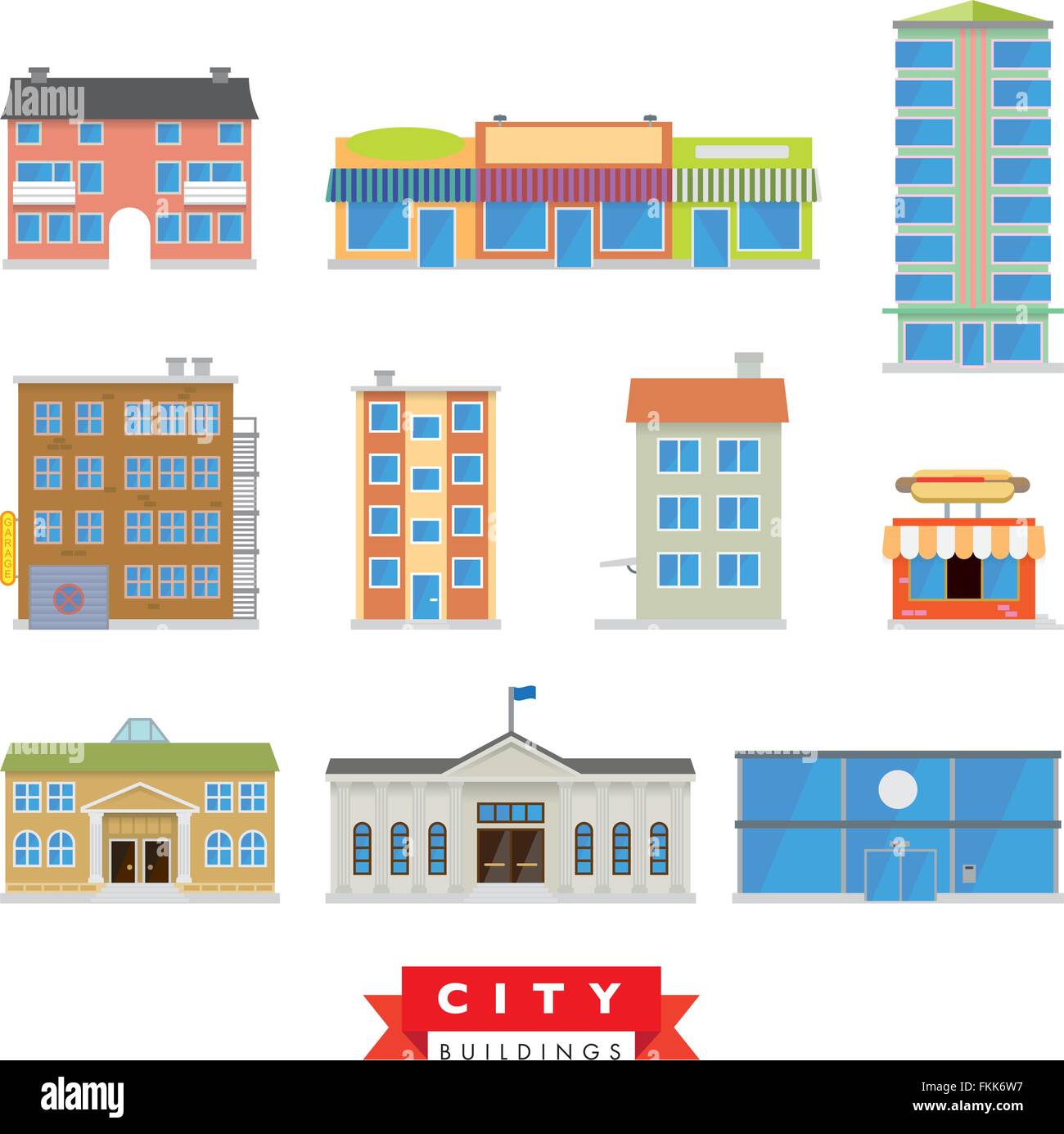 Flat design buildings typical of the city and urban area Stock Vector ...