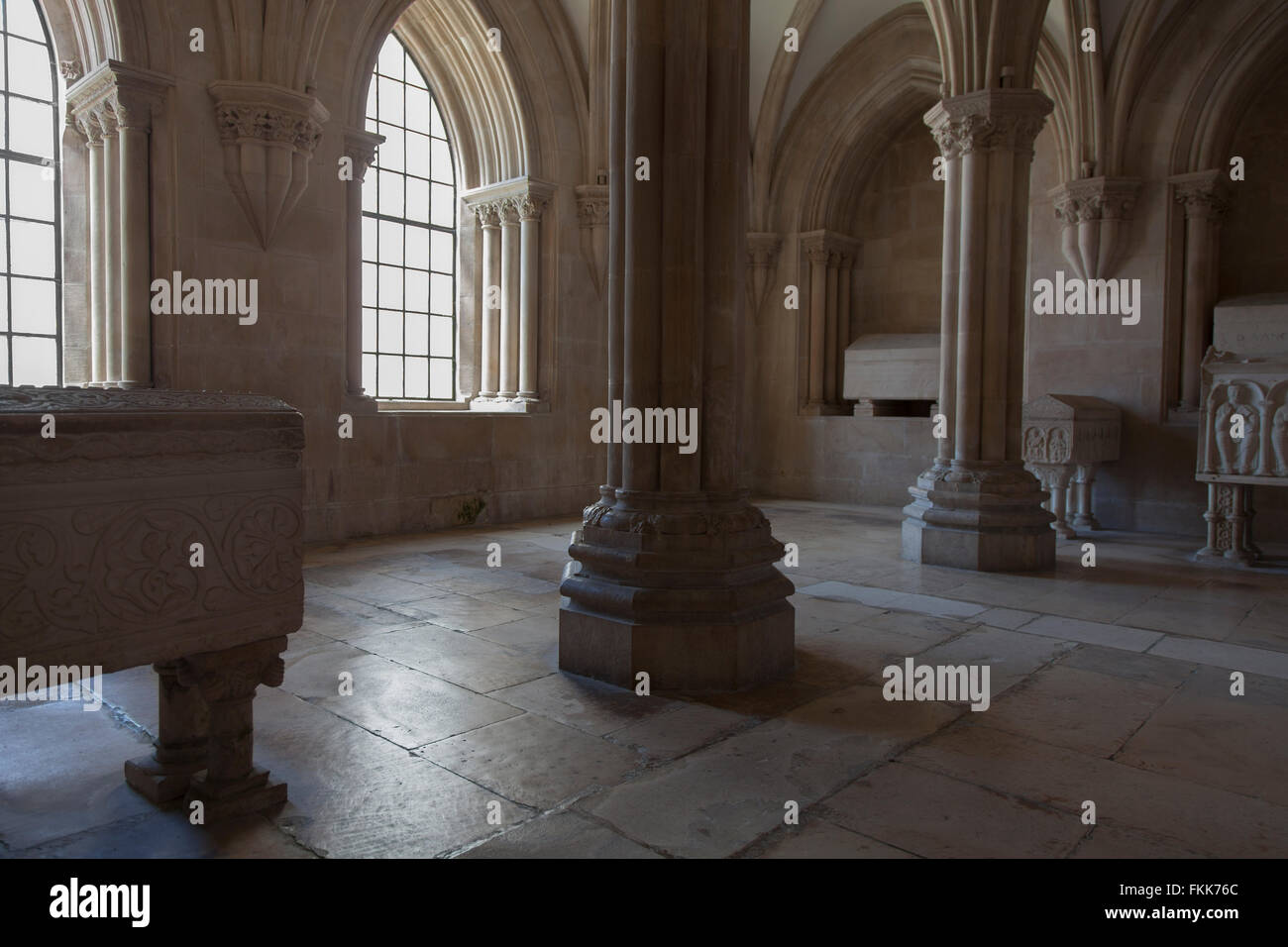 Interior of the Alcobaca Monastery. This monastery was the first Gothic ...