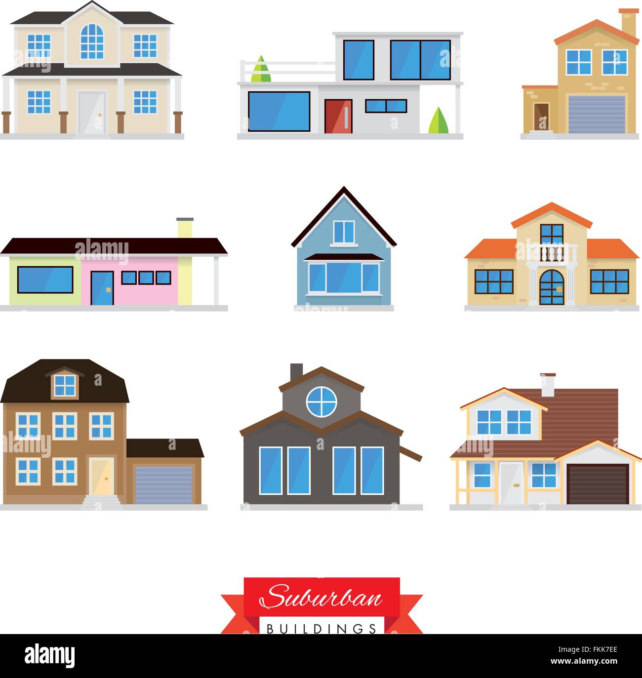 Suburban homes detached Stock Vector Images - Alamy