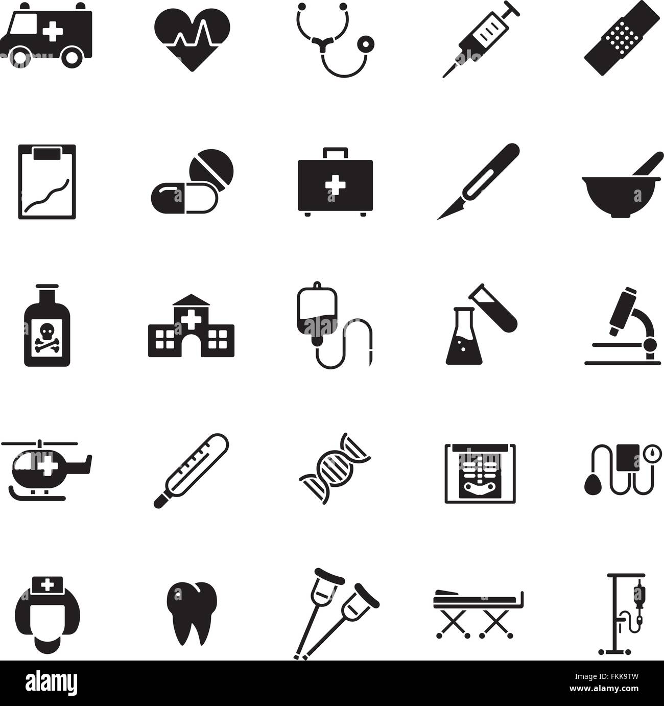 Collection of 25 medical and health care related glyph icons Stock ...