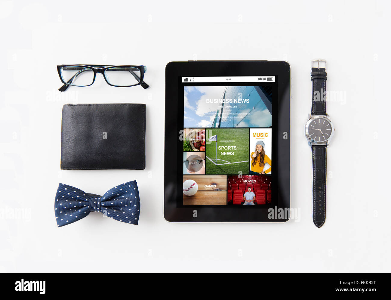 tablet pc with web applications and personal stuff Stock Photo - Alamy