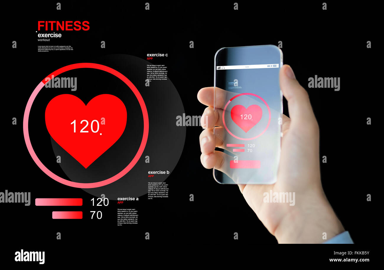 close up of hand with smartphone measuring pulse Stock Photo - Alamy