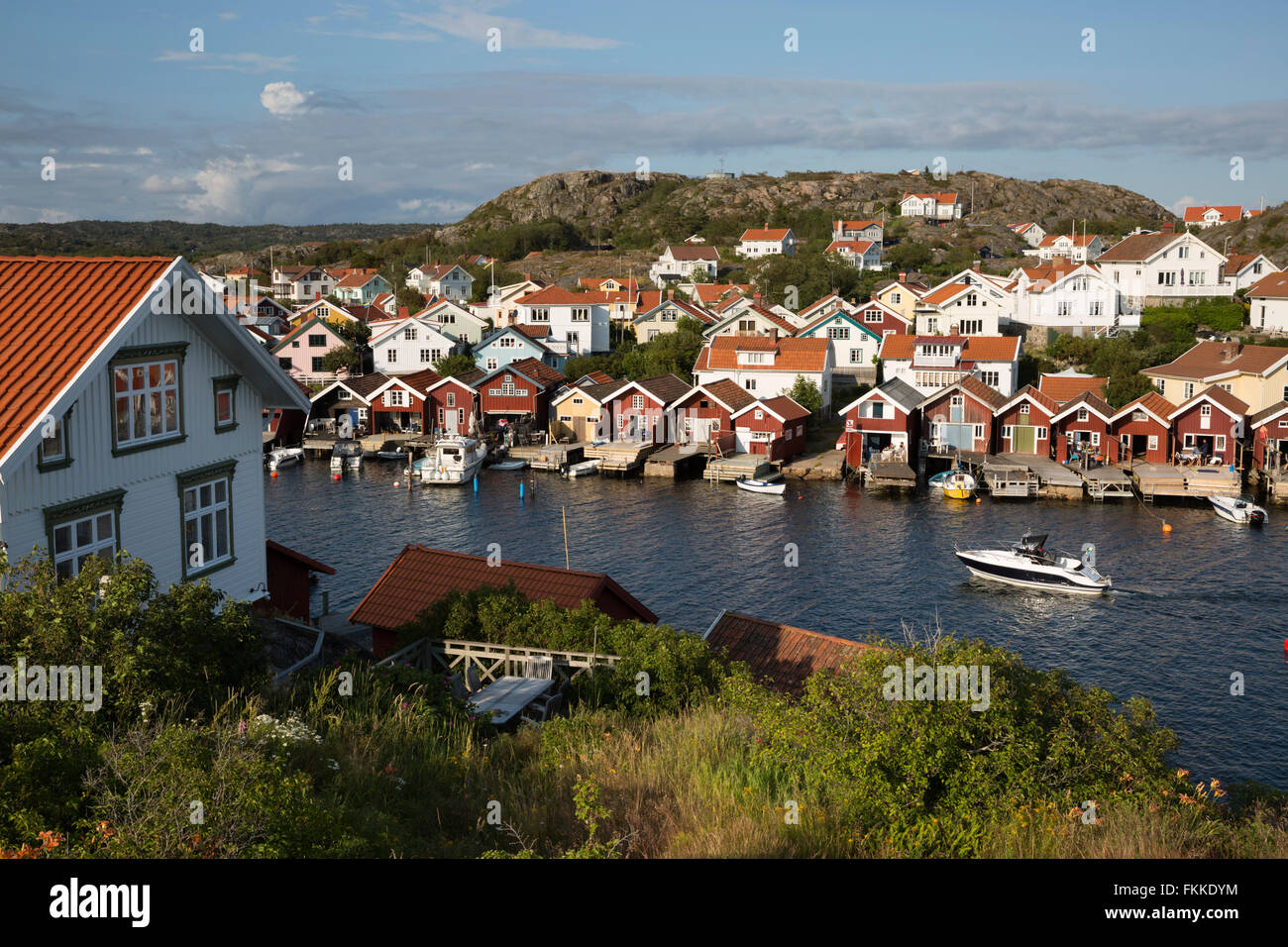 Traditional falu red fishermen's houses, Hälleviksstrand, Orust ...