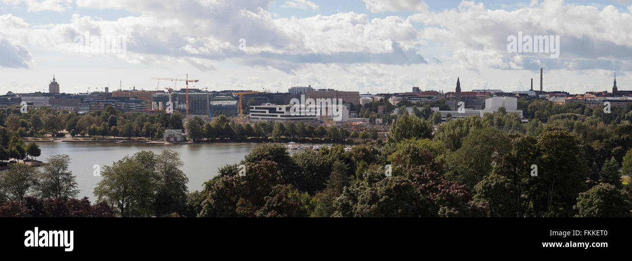 A large cityscape view of Helsinki, Finland showing the main buildings ...