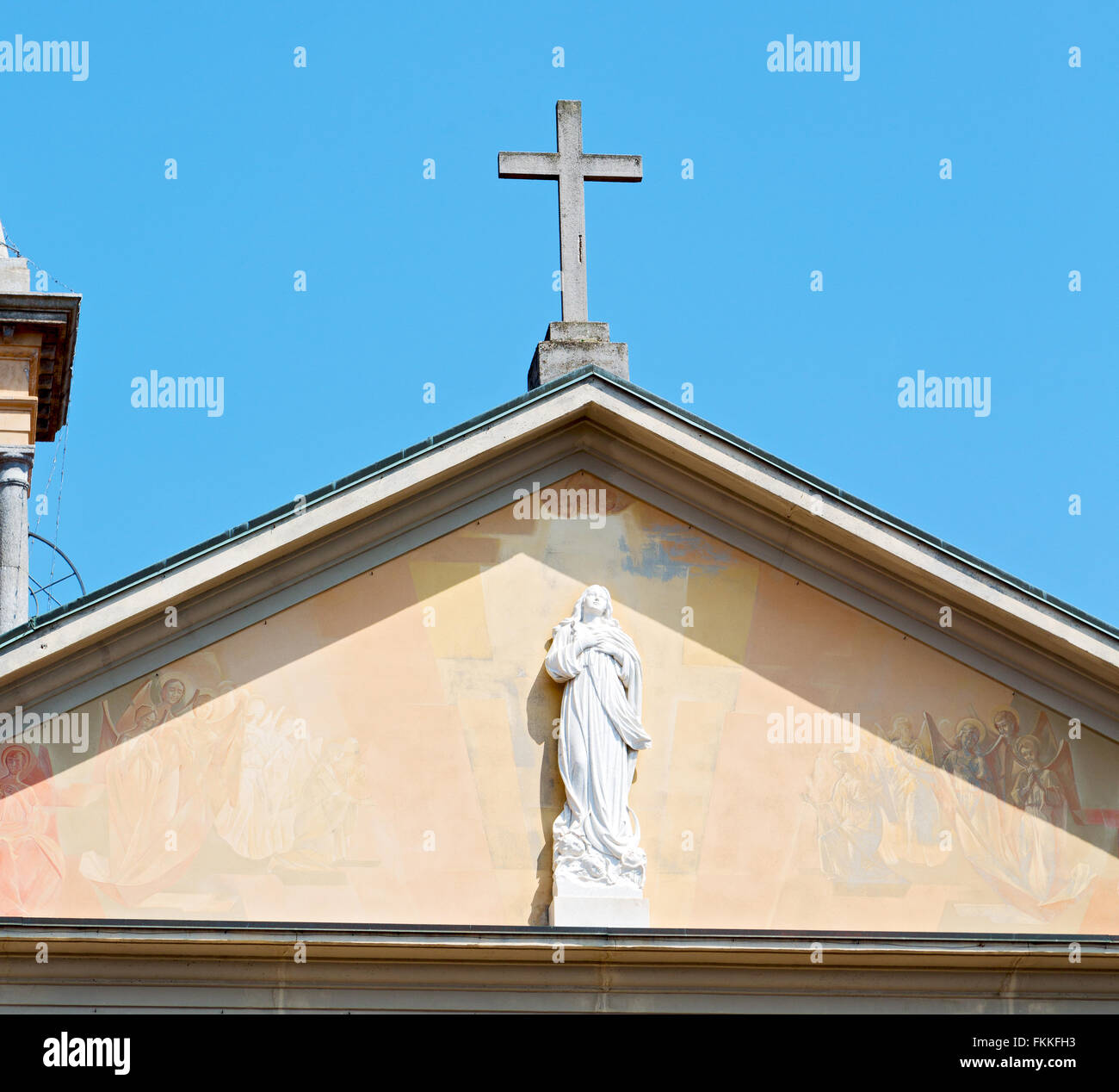 marble in old historical construction italy europe milan and statue ...