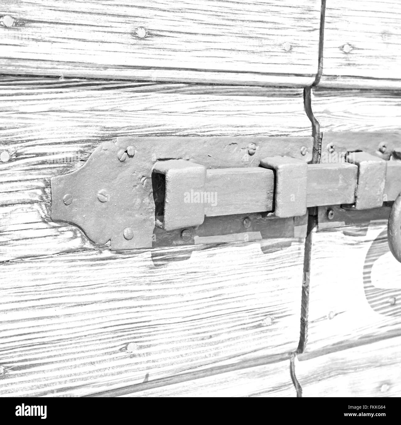 europe old in italy antique close brown door and rusty lock closeup ...