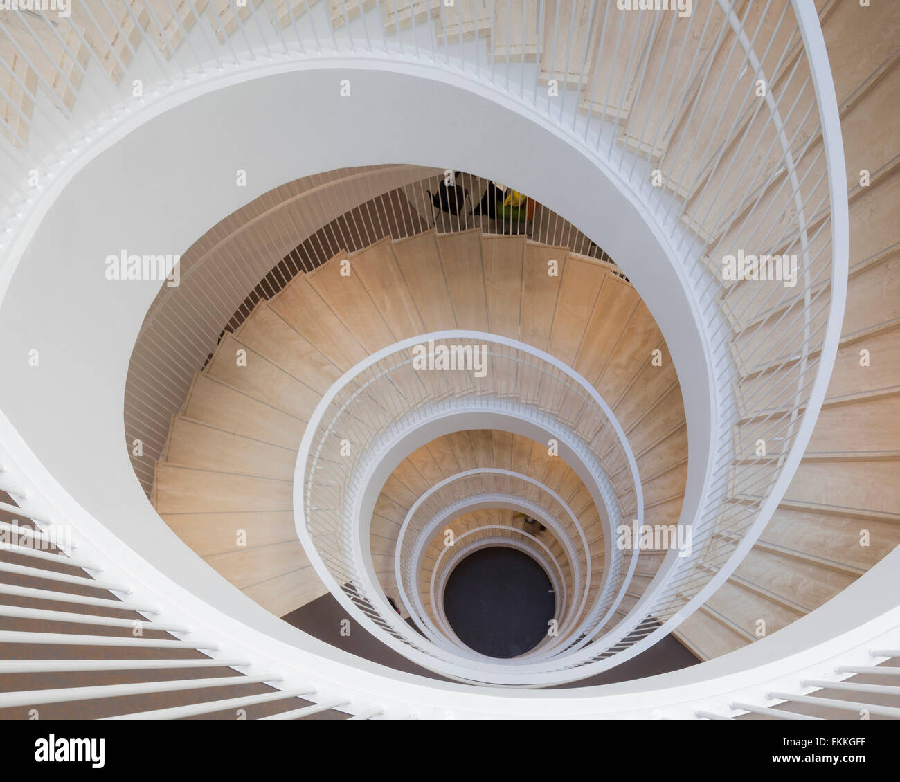 An interior view of the central library. Showing a view from above of ...