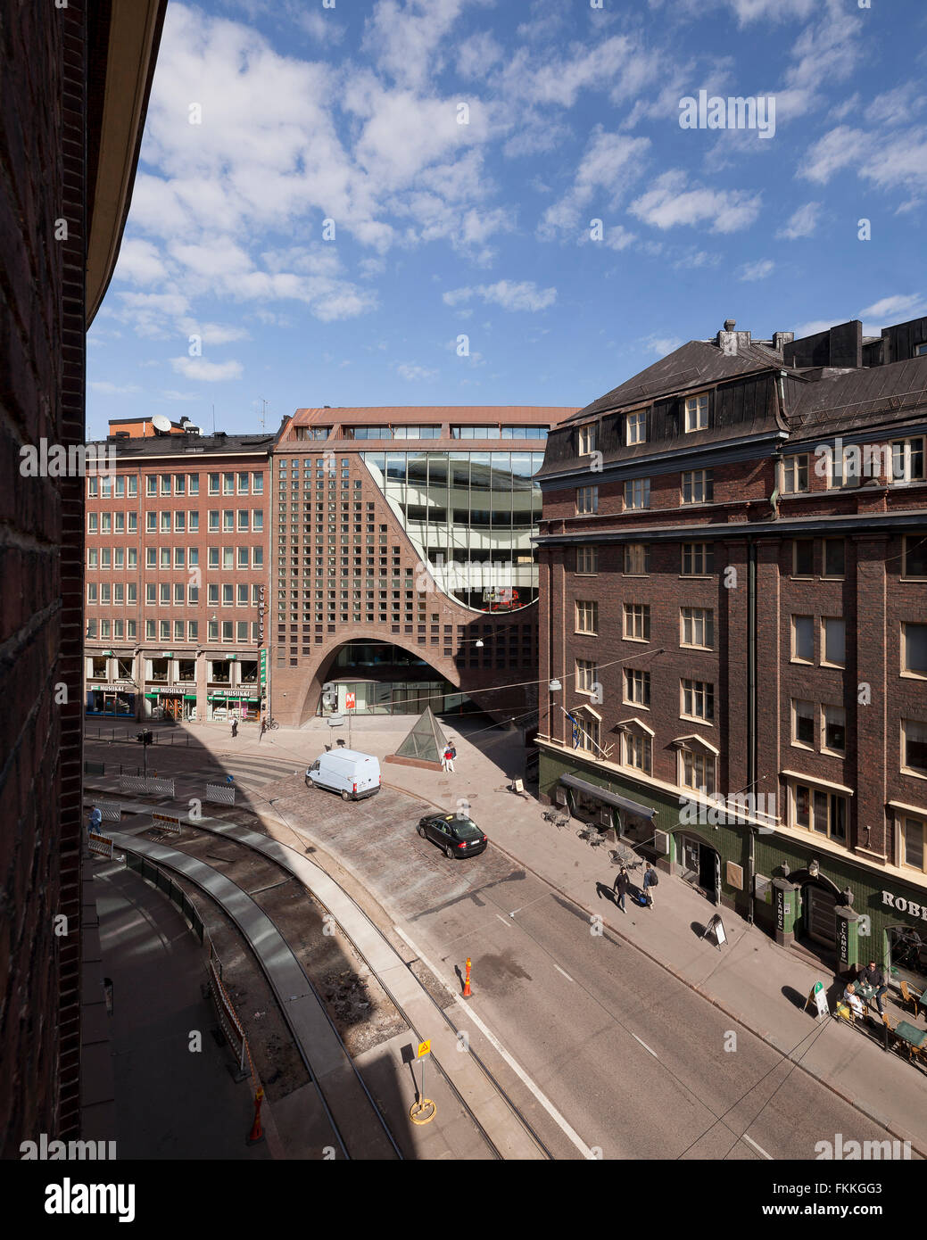 A view from above of the central library and the surrounding external ...