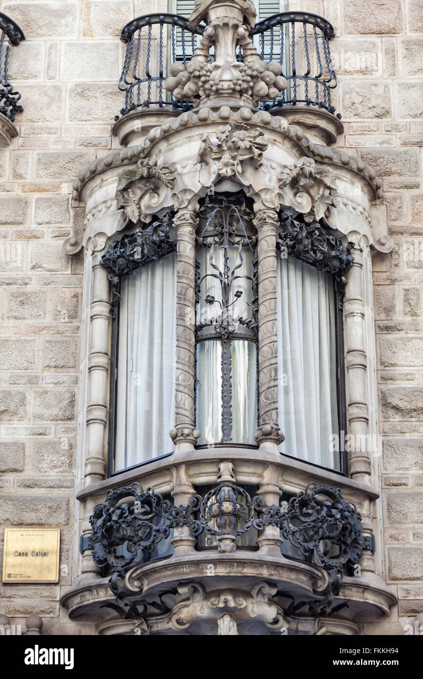 A view from below of the balconies on the Casa Calvet building in the ...